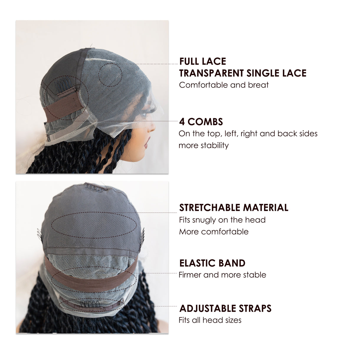 Boho Twist Braided Full Lace Wig Knotless Senegalese Twists With Curly ...